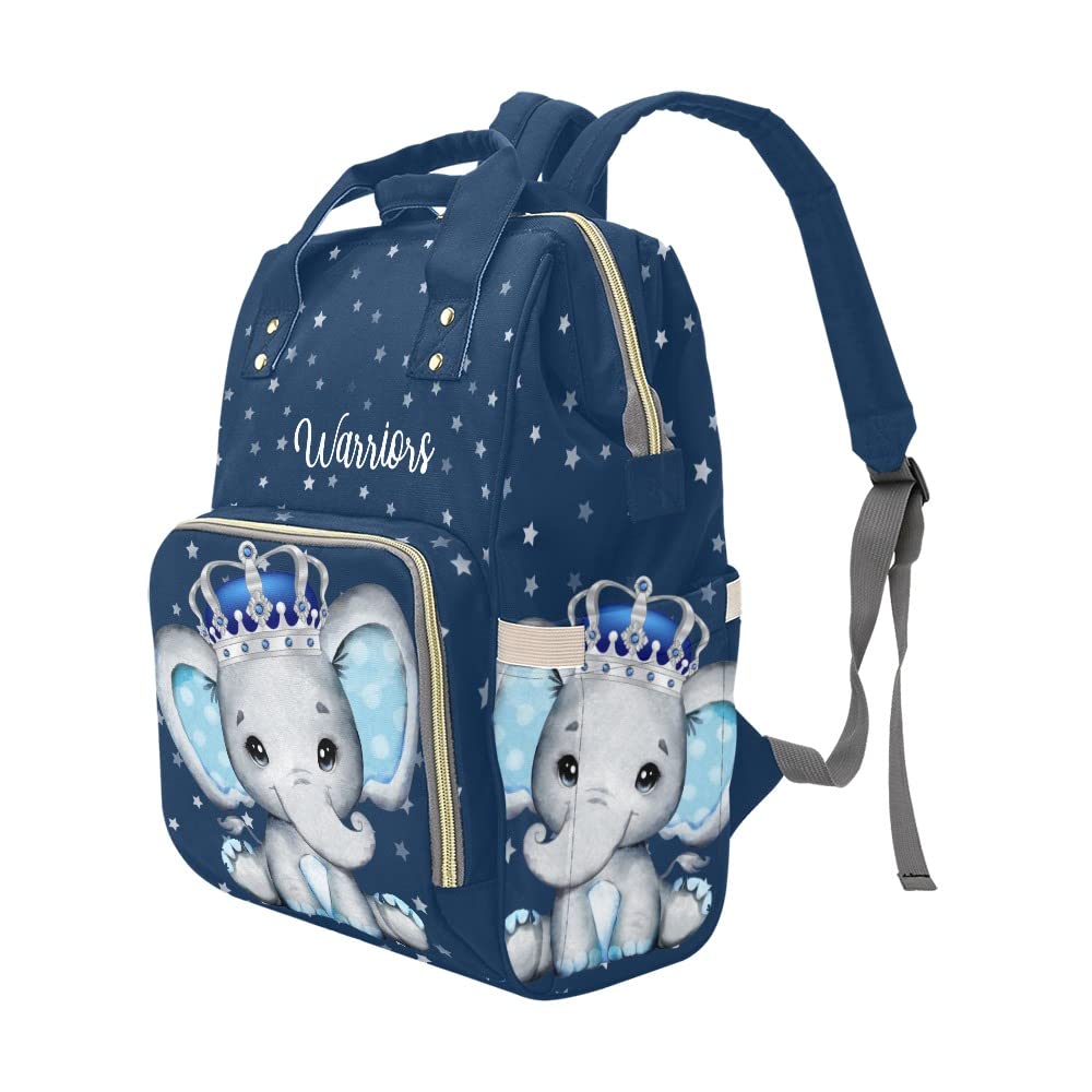 Eiis Unidesign Elephant Prince Night Star Personalized Diaper Bag Backpack with Name,Custom Tote Bag Travel DayPack for Nappy Mommy Baby Boy Girl