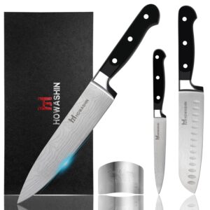 howashin kitchen knife set sharp janpanene knife set sharp high carbon chef knife ergonomic handle with finger guard and christmas gift box