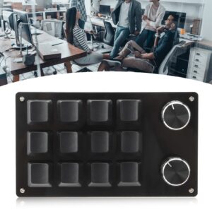 KUIDAMOS 12 Key Mechanical Numpad Mini Mechanical Gaming Keyboard,Macro Keyboard Knob with Knob Function and Type C to USB Interface Mini One Handed One Click Start for Linux OS X(Black)