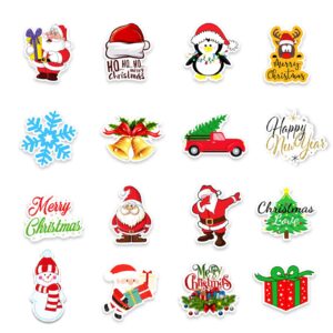 christmas stickers,50 pack no duplicates 4-8inch christmas stickers for kids,christmas theme stickers vinyl waterproof holiday party stickers for computer, luggage,crafts, stationery, cards, gift tags