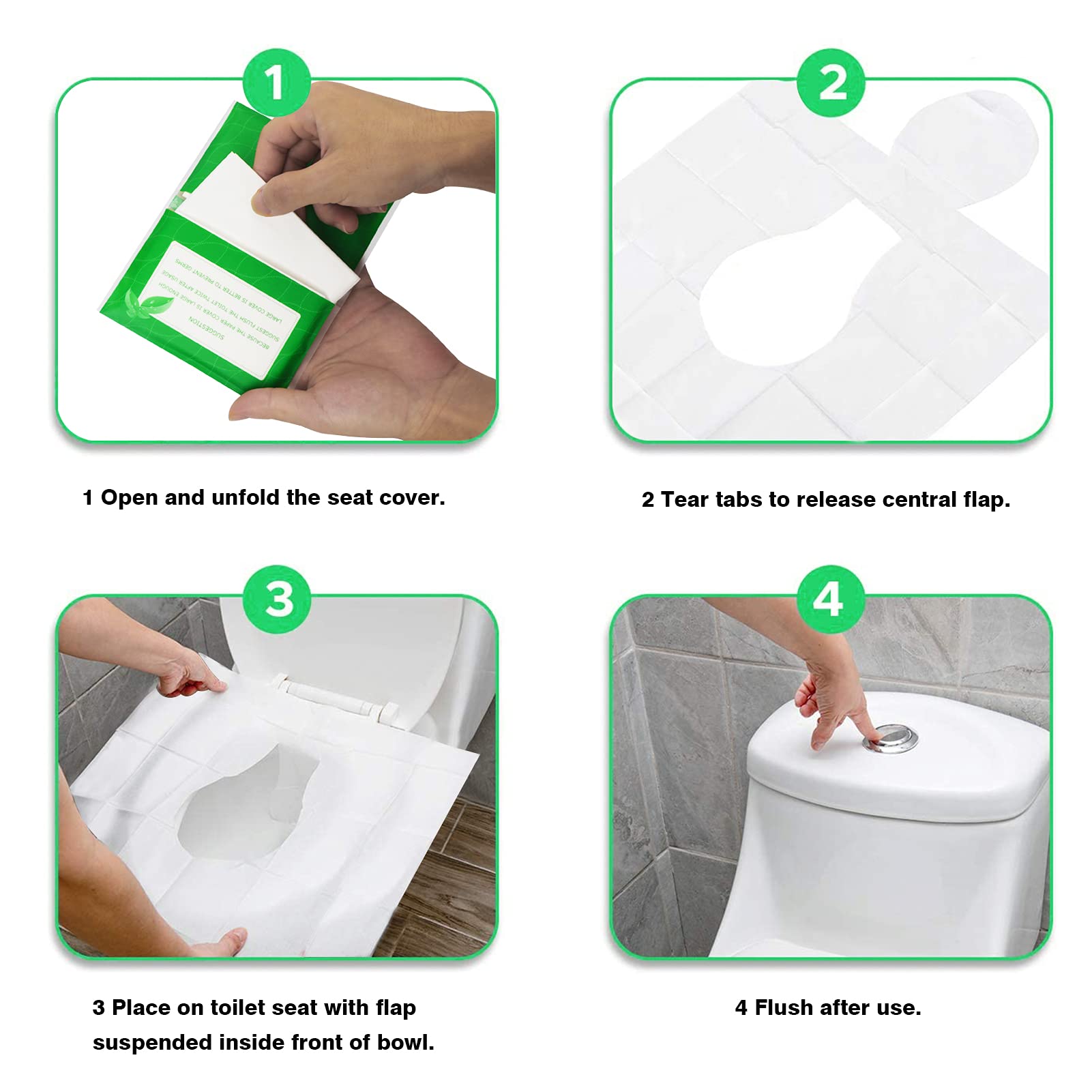 Muranana Disposable Toilet Seat Covers Paper, 50 Pcs Travel Flushable Paper Toilet Seat Covers, for Adults and Kids Potty Training Toilet Seat Paper in Public Restrooms,Airplane,Camping (22x16.5 inch)