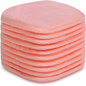 extra thick makeup remover cloth (10 pack) reusable microfiber makeup remover pads cotton rounds face pads eye makeup remover pads gift box packaging for women 5" x 5" - pink