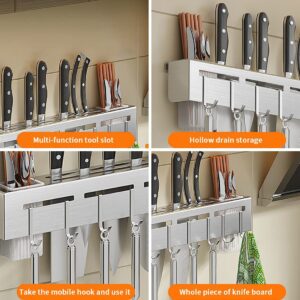 ANUBE Knife Holder for Wall, Multifunction Stainless Steel Knife Block Kitchen Knife Rack, Wall Mounted Kitchen Tableware Storage Rack Knife Rest (12IN)