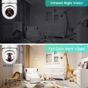 UPULTRA Security Wireless Camera WiFi 1080P Smart for Home Surveillance Screw into The E27 Socket Spotlight Alarm Color Night Vision Two-Way Talk Motion Alarm PTZ 360 Degree(2packs with 64 SD Cards