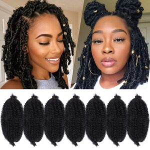 marley hair 10 inch 7 packs pre separated springy afro twist hair marley twist braiding hair for faux locs crochet hair pre fluffed spring twist hair extensions (10",1b)