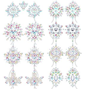 8 sheet rhinestone pasties glitter pasties breast covers crystal tattoo jewels pasties rave adhesive breast body gems temporary chest stickers stick decoration pasties for women festival makeup decor