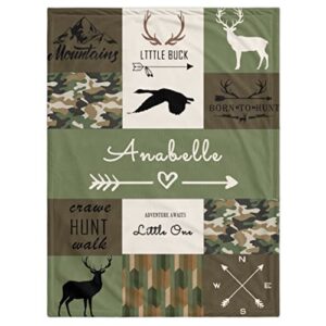 youltar personalized baby blanket with baby boy name custom baby blanket soft and comfortable custom armygreen animal bear deer blanket perfect for baby boys, newborns, kids birthday gifts