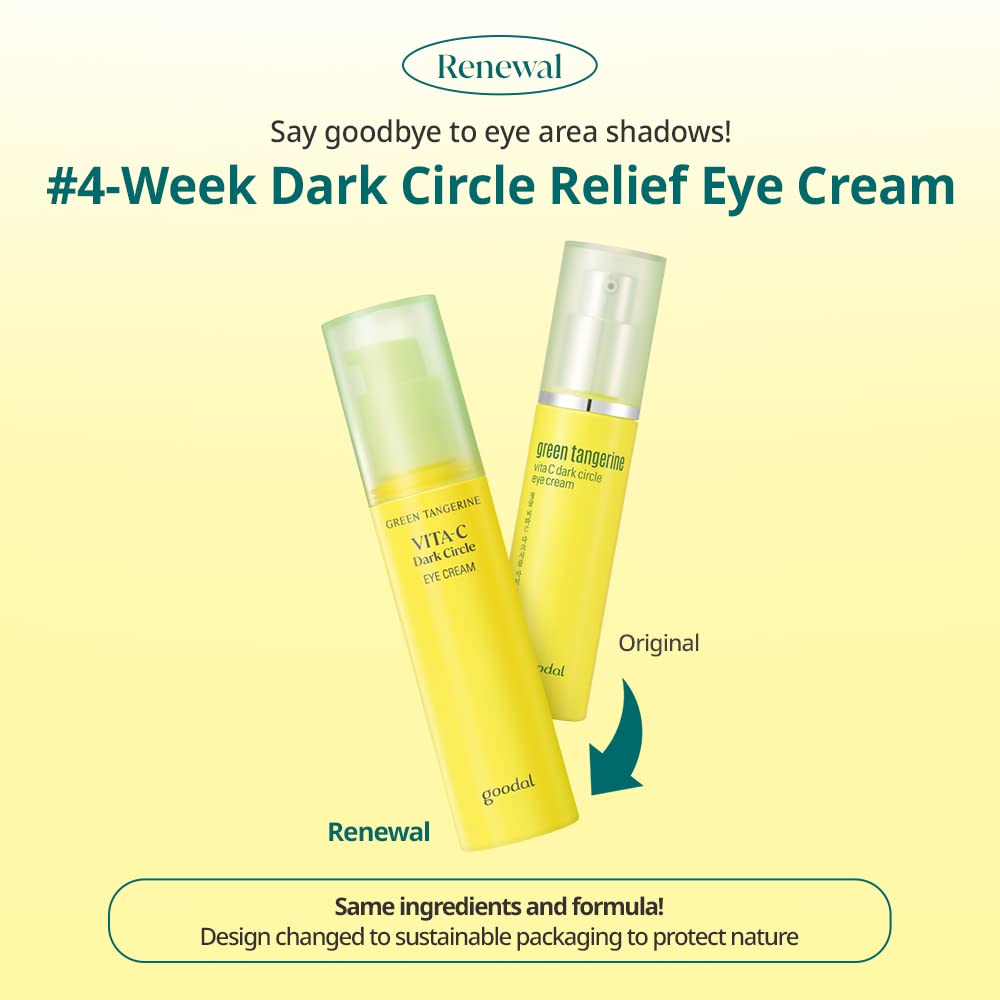 GOODAL Green Tangerine Vitamin C Eye Cream - Dark Circle Relief, Elasticity Treatment, Gentle Anti-Aging & Anti-Wrinkle Care (1.01oz)