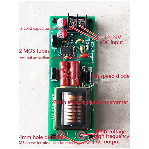 SaiDian 1Pcs DC 12V/24V to 1KV/2KV High Voltage Module Boost Step up Inverter DC to AC Power Supply Module Voltage Doubler Board Drive Module