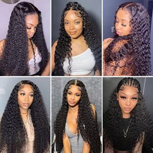 Daules 5x5 Lace Closure Wig Deep Wave 5x5 Hd Lace Closure Wigs Human Hair For Women 180% Density 100% Virgin Human Hair Free Part 5x5 Deep Curly Closure Wig Pre Plucked Realistic Looking 24 inch