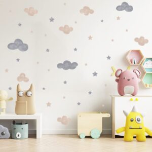 buer homie wall decals, clouds pattern, brown and grey watercolor stickers