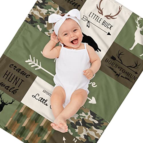 Youltar Personalized Baby Blanket with Baby Boy Name Custom Baby Blanket Soft and Comfortable Custom ArmyGreen Animal Bear Deer Blanket Perfect for Baby Boys, Newborns, Kids Birthday Gifts