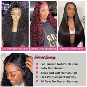 Daules 5x5 Lace Closure Wig Deep Wave 5x5 Hd Lace Closure Wigs Human Hair For Women 180% Density 100% Virgin Human Hair Free Part 5x5 Deep Curly Closure Wig Pre Plucked Realistic Looking 24 inch