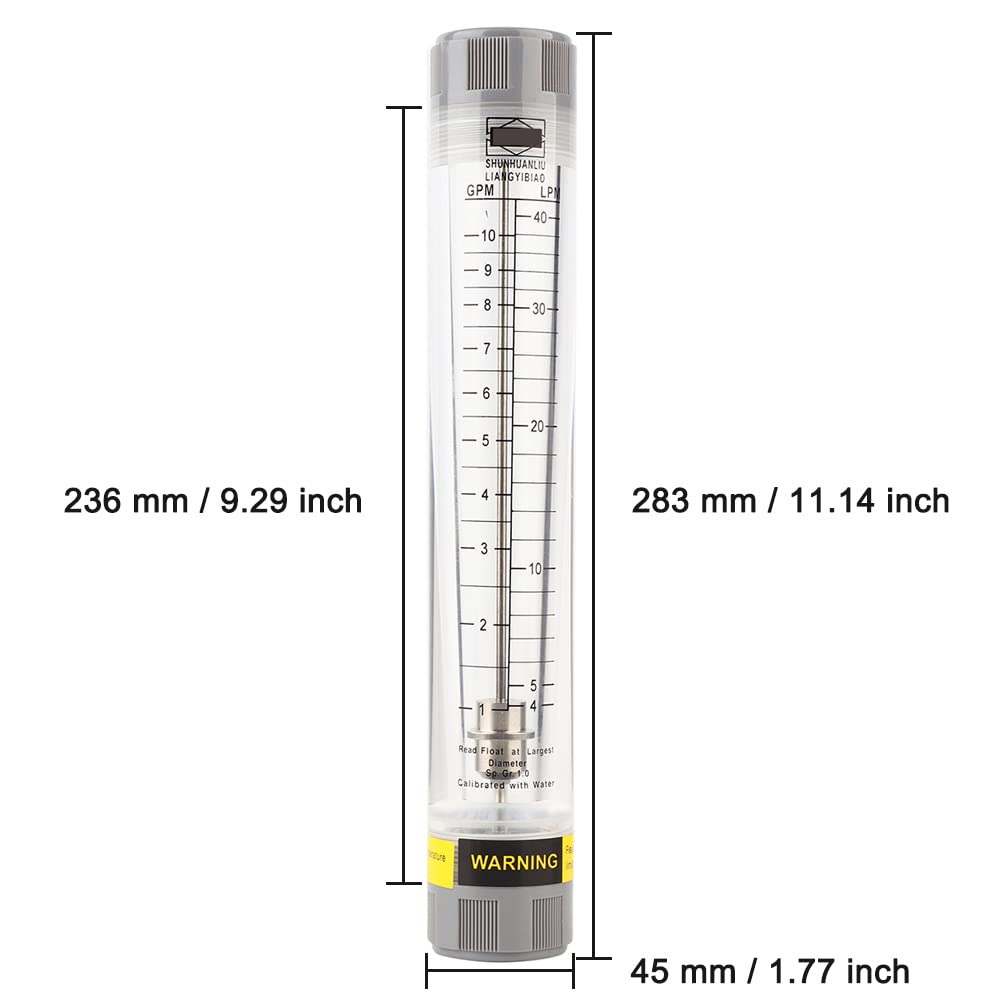 LZM-20G Water Liquid Flowmeter Tube Type 3/4" Female 1.5-15 GPM & 5-55 LPM