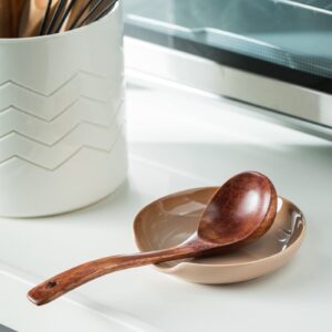 Gomakren Spoon Holder for Stove Top, Spatula Ladle Holder, Cute Coffee Spoon Rests, 5 Inch Large Spoon Holder for Kitchen Counter, Kitchen Decor and Accessories, Caramel Light Brown