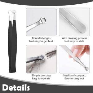 Nose Hair Trimming Tweezers Scissors with a PU Leather Sleeve, Stainless Steel Nasal Clippers Round Shear Eyelet Design, Eyebrow Ear Hair Trimmer for Men Women Sideburns (Black)