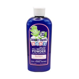 squeaky cheeks baby powder (5oz) | organic | unscented talc-free and all natural powder | effective relief from rash wetness and itching | also ideal for adults