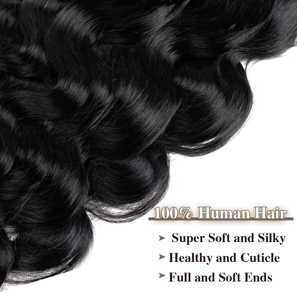 Body Wave Clip In Hair Extensions For Black Women 8Pcs Clip In Human Hair Extensions With 18 Clips Double Weft Natural Color 120g(16inch, Natural Black Body)