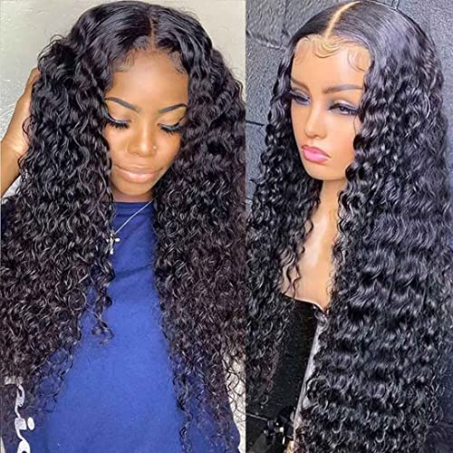 Daules 5x5 Lace Closure Wig Deep Wave 5x5 Hd Lace Closure Wigs Human Hair For Women 180% Density 100% Virgin Human Hair Free Part 5x5 Deep Curly Closure Wig Pre Plucked Realistic Looking 24 inch