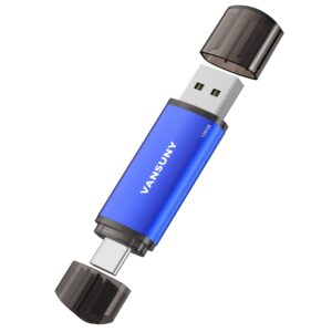 vansuny 128gb usb type-c flash drive 2-in-1 dual flash drive usb a + usb c otg flash drive for android smartphone tablet computer laptop (blue)