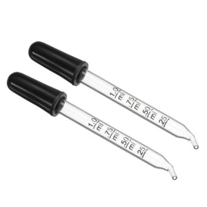 patikil eye dropper, 2pcs 1ml glass bent tip graduated ear dropper with rubber bulbs for transfer liquids for dose and measurement, clear