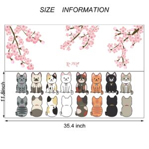 Cute Cat Wall Stickers Peel and Stick Cherry Blossom Wall Decals Kawaii Animal Nursery Wall Decor Baby Kids Bedroom Art Decoration