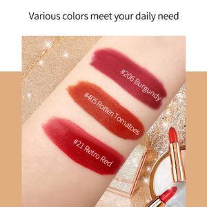 Matte Lipstick Set 3 Colors Lip Stick with Sliver Chain Bag Package Velvet Lip stick Set Waterproof Non-Stick Cup Long Lasting Retractable Red Lipstick Set 3.5gx3 Pcs