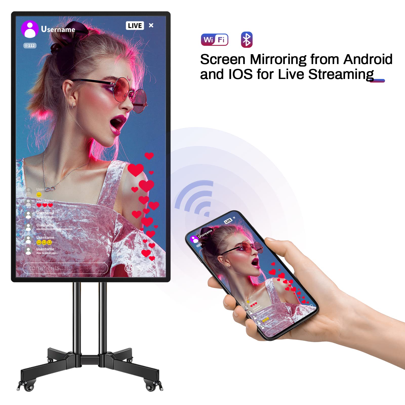 JYXOIHUB Smart Board, 49 Inch Digital Electronic Whiteboard and Smartboard for Classroom, Screen Mirroring for Live Streaming, Digital Signage Displays and Player for Advertising(Board Only)