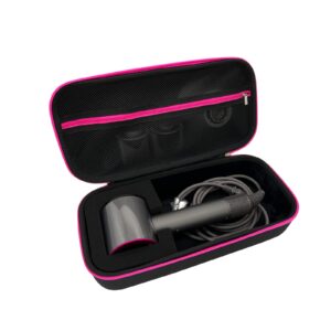 litteca storage case caring hard case for dyson hair dryer and accessories, hard travel storage case with pink zipper