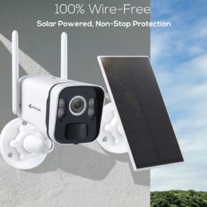 Kittyhok 2K Solar Security Camera Outdoor | 4MP FHD Wireless Security Camera, Solar Battery Powered, Smart Detection, Night Vision, and Weatherproof with Spotlight for Home Surveillance