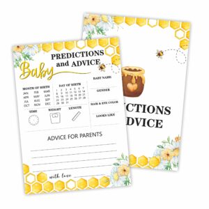 honey bee themed baby shower game cards, predictions and advice double sided - 30 in pack (5 x 7 inches)-（babyyx-002）