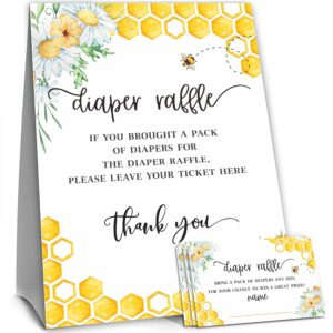 sweet as can bee baby shower game cards, 50 diaper raffle tickets and 1 self-standing diaper raffer sign-（lblk-001）