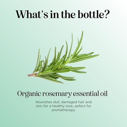 Certified Organic Rosemary Oil for Hair - Pure USDA Organic Rosemary Essential Oil for Hair Skin and Nails Plus Aromatherapy - Organic Hair Oil for Dry Scalp Treatment and Enhanced Volume and Shine