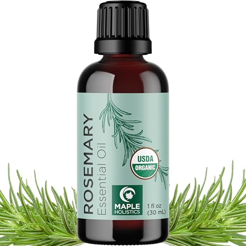 Certified Organic Rosemary Oil for Hair - Pure USDA Organic Rosemary Essential Oil for Hair Skin and Nails Plus Aromatherapy - Organic Hair Oil for Dry Scalp Treatment and Enhanced Volume and Shine