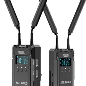 FEELWORLD W1000H Wireless HDMI Video Transmission System Include Transmitter Receiver 1000FT Transmission Range 0.08S Low Latency Full Duplex Intercom Live Streaming