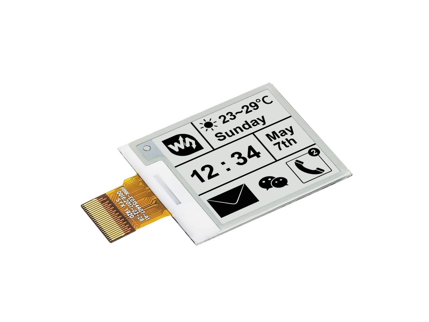 Waveshare 1.54inch e-Paper, 200x200 Resolution Raw Display Compatible with Raspberry/STM32(Without PCB)