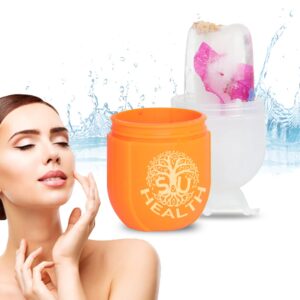 ice roller for face and eye, face ice mold - silicone ice mold for face - cold facial massage roller skin care tools for eye puffiness relief, brighten lubricate shrink pores (orange)