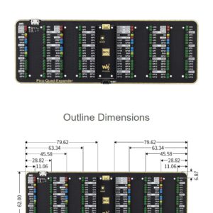 Waveshare 4xPorts Quad GPIO Expander Supports USB External Power Supply for Raspberry Pi Pico Series Motherboard