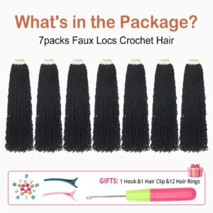 Faux Locs Crochet Hair Soft Locs 20 Inches 7 Packs Crochet Locs Crochet Hair Black Natural Wave Braids Hair Extensions Distressed Locs Pre Looped Crochet Butterfly Locs For Black Women