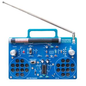 vigurtime am/fm radio kit | soldering project diy kit for practicing teaching electronics | stereo | great stem project and gift | upgraded version vt-16