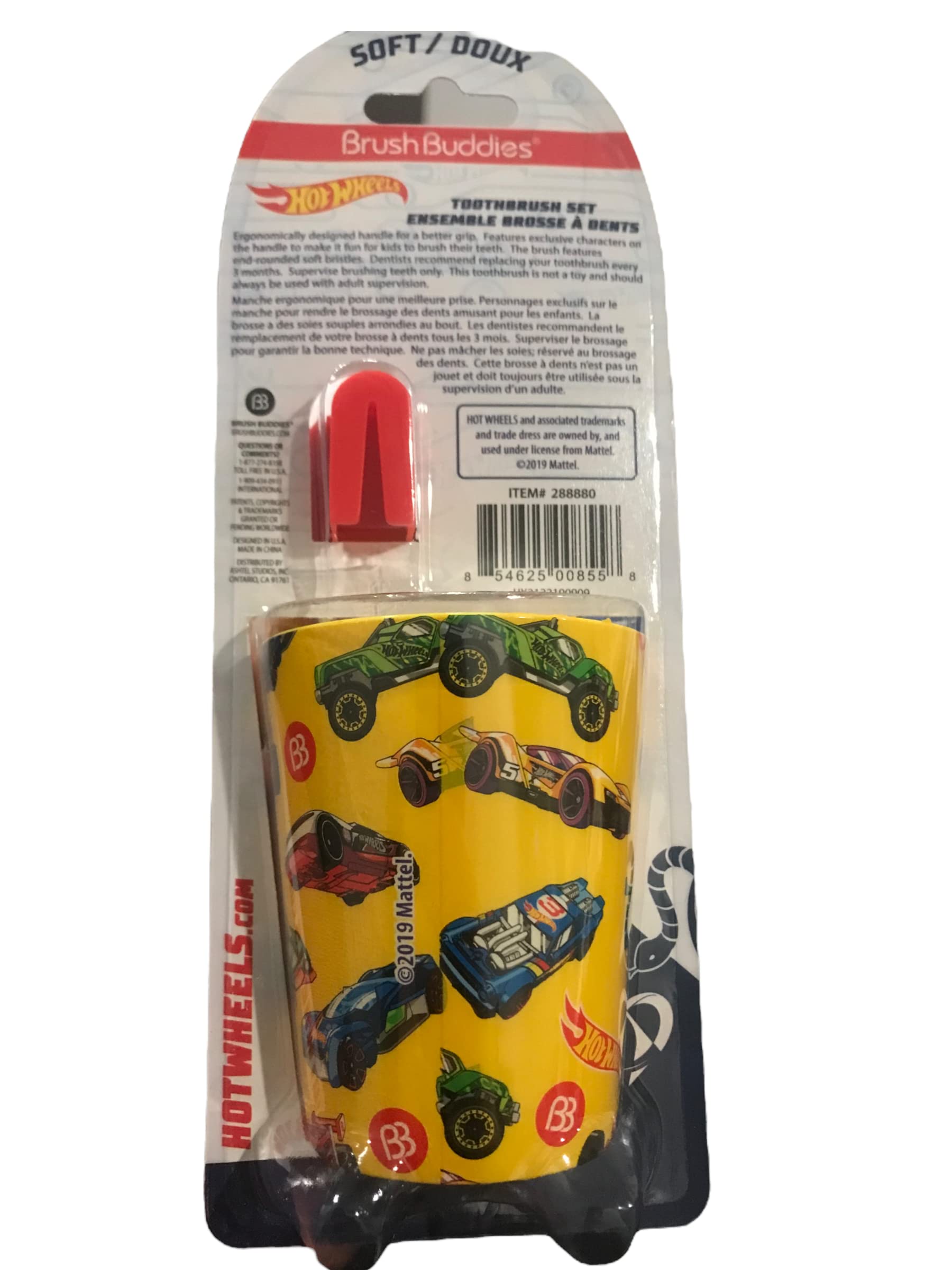 Kids Soft Bristles Toothbrush Set,Cap, Rinsing Cup Decorated with Race Cars, Easy to Grip, Kids Toothpaste (Bonus Included)