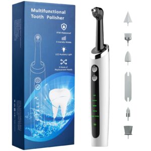 electric tooth polisher, multifunctional replacement head teeth cleaning kit for fighting tooth smoke and tea stains, usb charging, waterproof