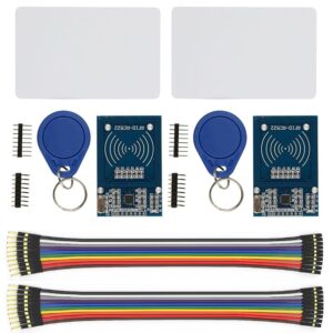 wwzmdib 2 pcs mfrc522 rfid kit for arduino raspberry pi（rc522 ic card sensor module + s50 blank card + key ring + jumper wires）