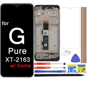 wimakip lcd screen replacement touch digitizer display assembly with frame for motorola moto g pure xt2163 xt2163dl xt2163-4 6.5"