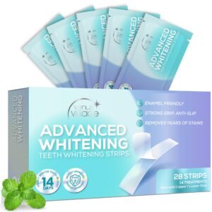 venus visage teeth whitening strips 28 white strips (14 pack), dental kits, teeth whitening strip kit, reduced sensitivity white strips teeth whitening, whitening strips kit (mint)