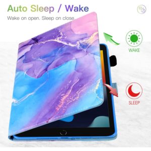 Funut Case for All-New Fire HD 10 Tablet (9th/7th/5th Generation, 2019/2017/2015 Release), Slim PU Leather Folio Stand Smart Cover with Auto Wake/Sleep for Kindle Fire HD 10.1 inch, Purple Marble