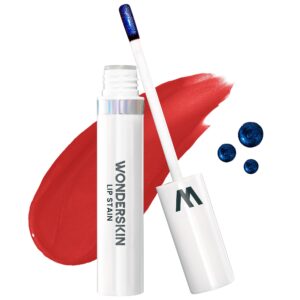 wonderskin wonder blading lip stain peel off masque - long lasting, waterproof and transfer proof red lip tint, matte finish peel off lip stain (hayley masque)