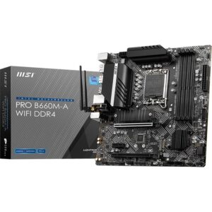 msi pro b660m-a wifi proseries motherboard (matx, 12th gen intel core, lga 1700 socket, ddr5, pcie 4, 2.5g lan, m.2 slots, wi-fi 6)