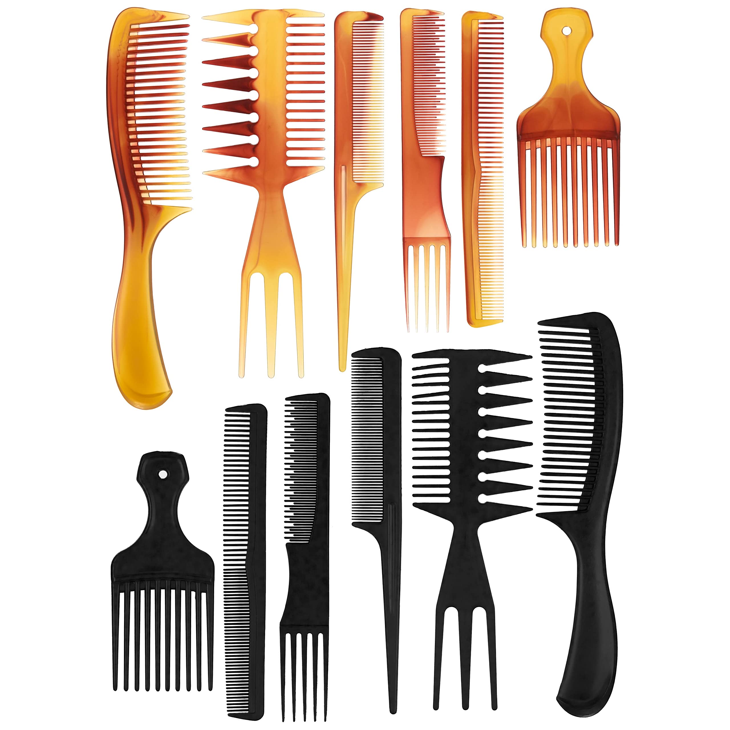 Expressions 12pc Styling Combs, Hair Comb Set for All Hair Types, Professional Barber Supplies, Durable Material, Gentle on Hair