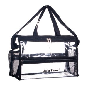 game changer travel bag actor bag clear vinyl pvc makeup cosmetic toiletry bag mua kits organizer bag stadium approved clear tote gym bag with adjustable strap for home,work,concerts, sports events